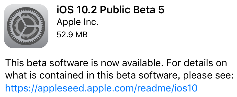 iOS10.2 Public Beta5が利用可能に - こぼねみ